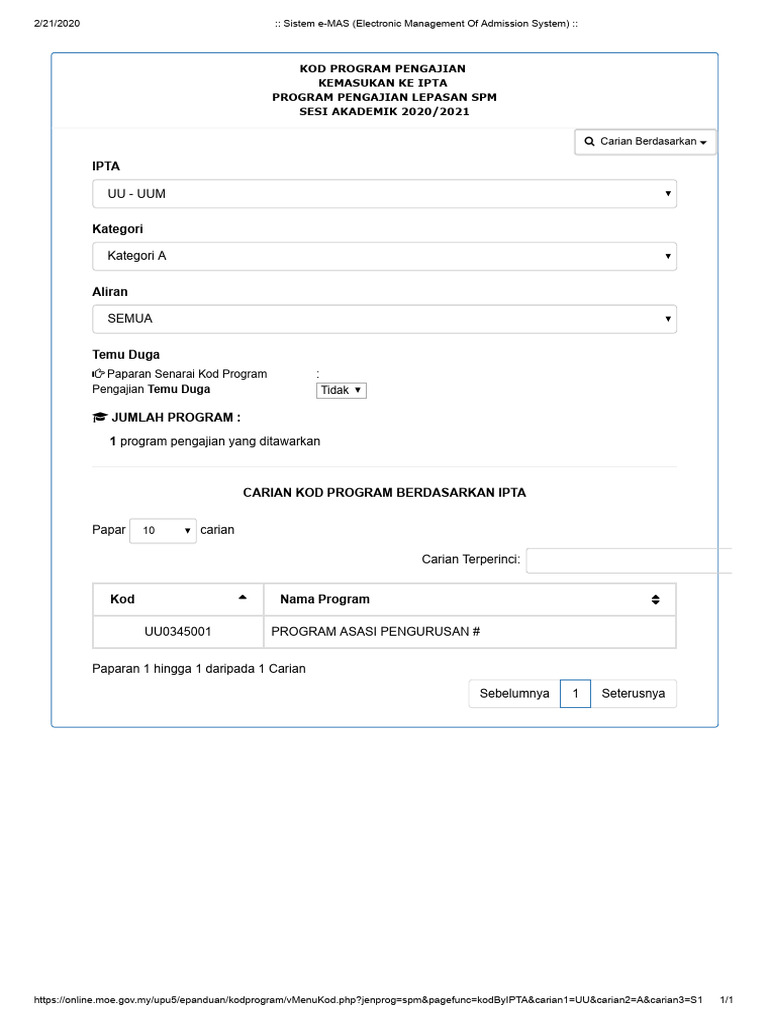Program Asasi Pengurusan UUM | PDF