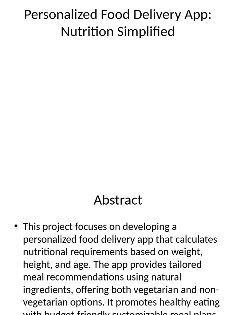 Personalized Food Delivery App Proposal | PDF