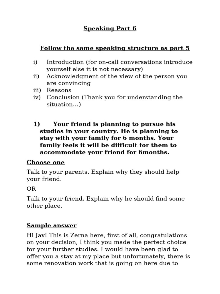 Speaking Task 6 - Difficult Situation | PDF