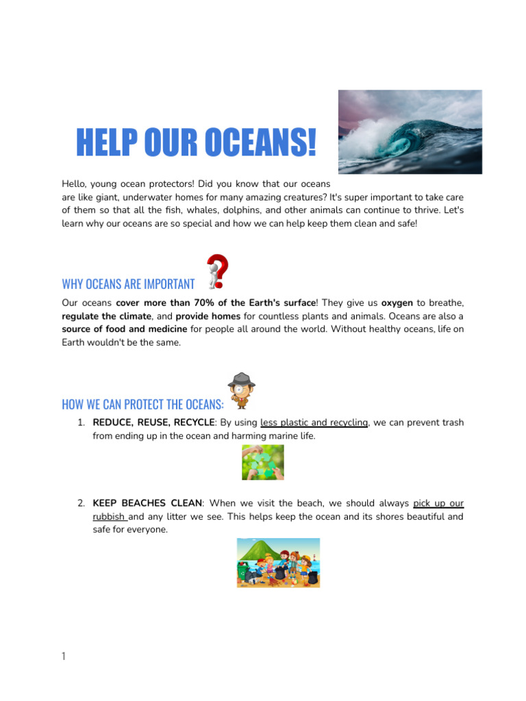 Help Our Oceans | PDF