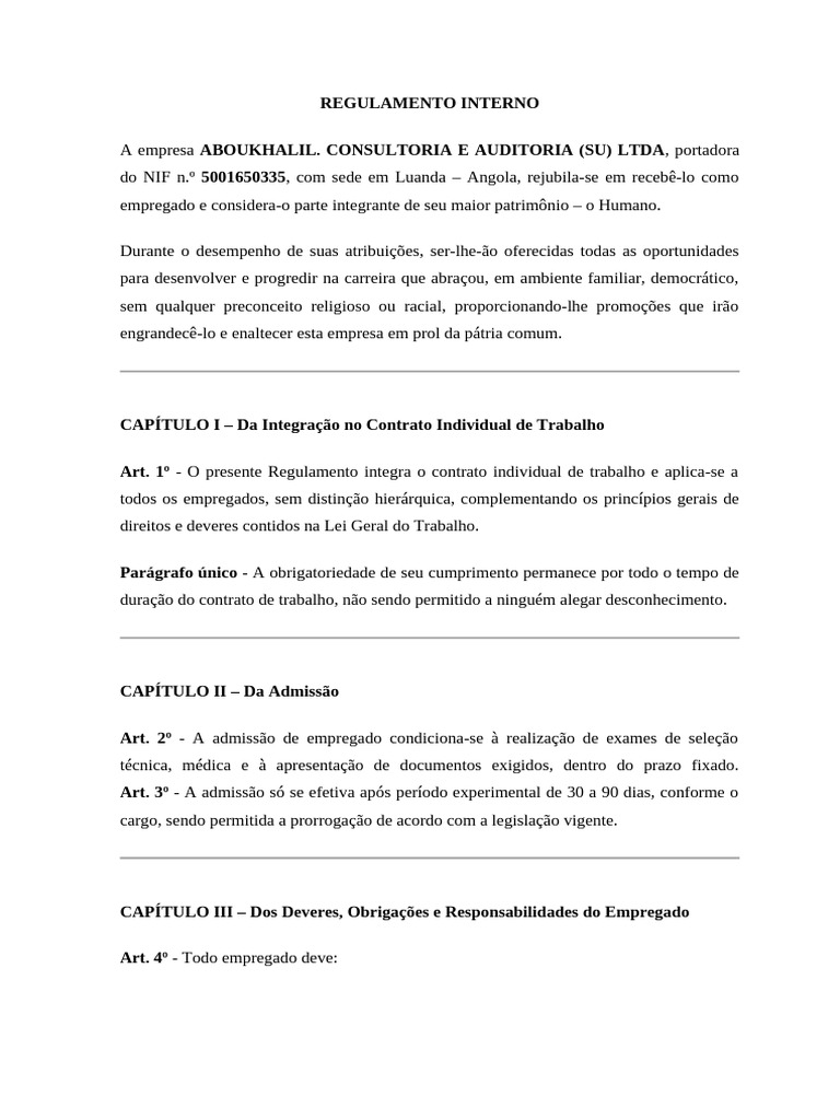 REGULAMENTO INTERNO | PDF
