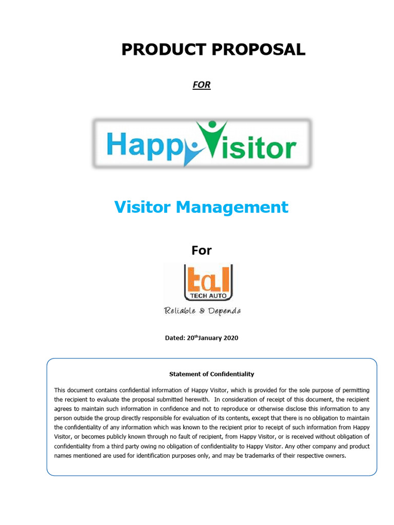 Happy Visitor VMS Proposa | PDF | Barcode | Printer (Computing)