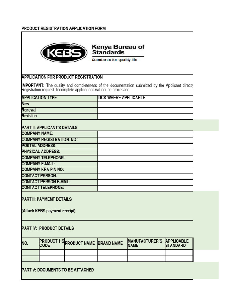 New Product Registration Application | PDF