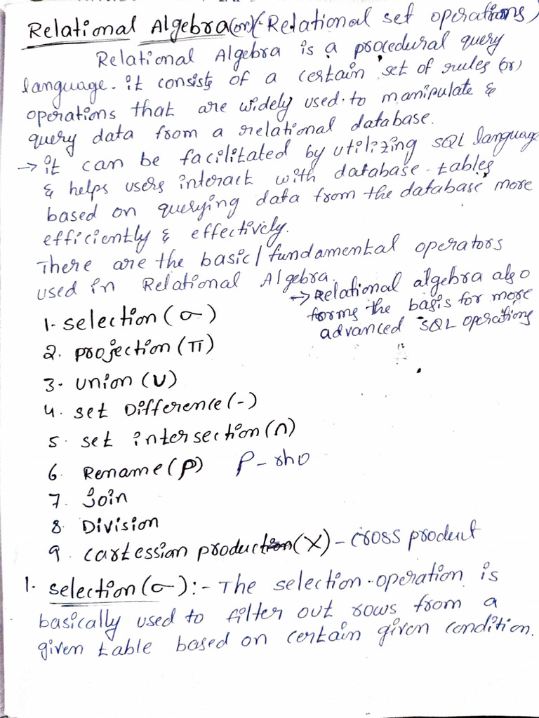 relational algebra | PDF