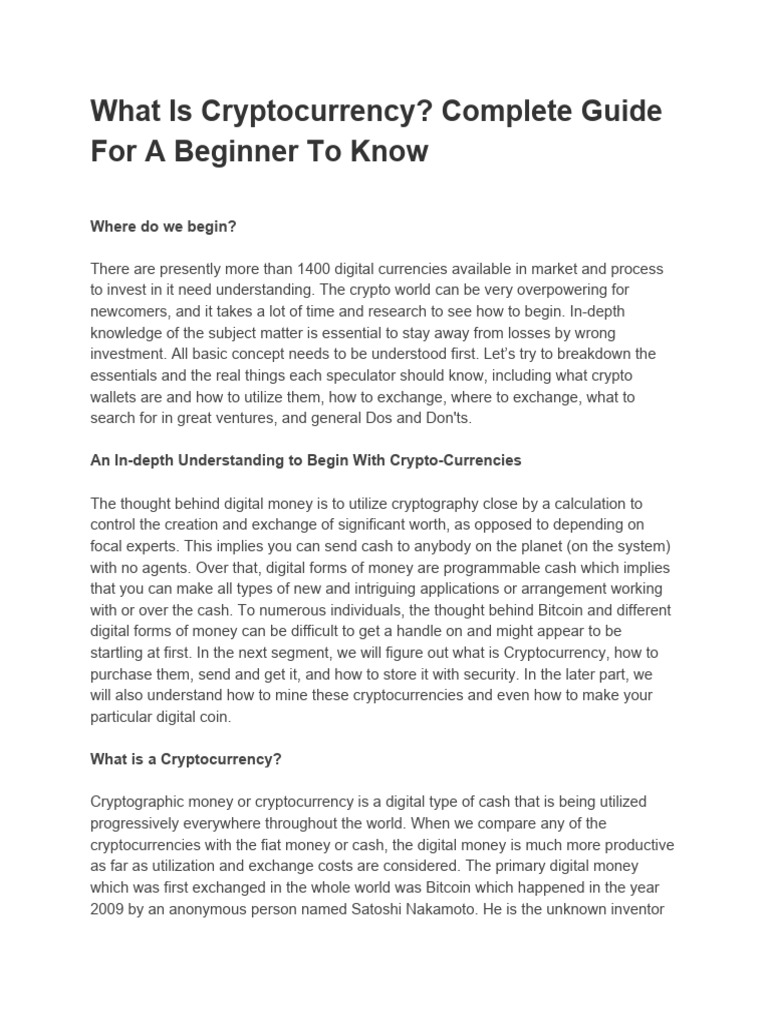 What Is Cryptocurrency Complete Guide Fo | PDF | Cryptocurrency | Money