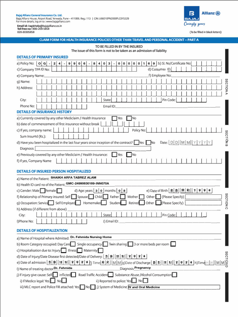 ReimbursementFormA B2013-Editable | PDF | Hospital | Medical Specialties