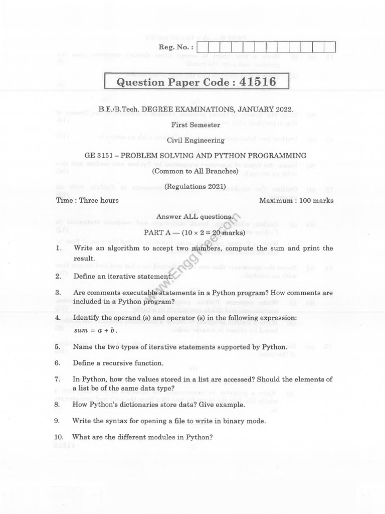 GE3151 PSPP Previous Year QP | PDF