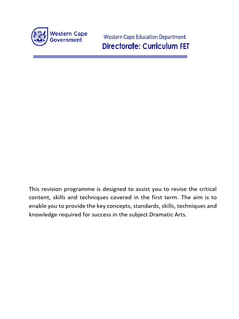Grade 12 Dramatic Arts Revision Guide | PDF | Human Voice | Theatre
