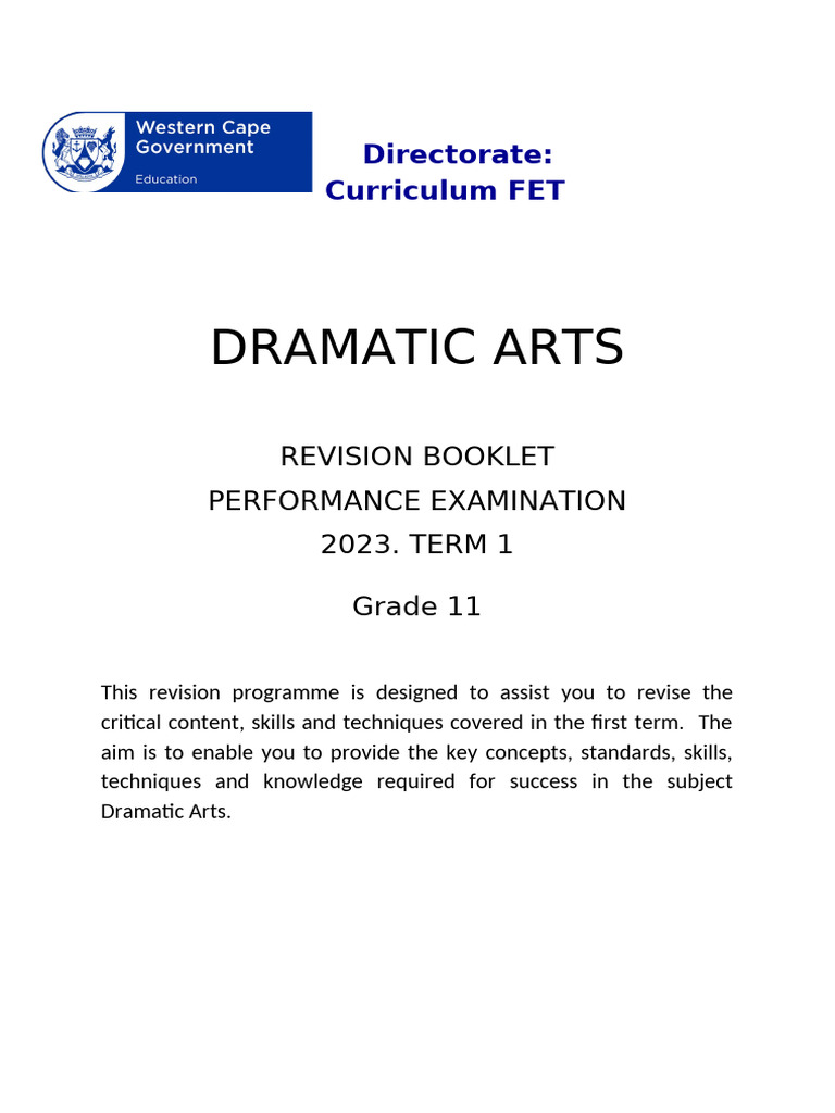 Grade 11 Drama Revision Guide 2023 | PDF | Human Voice | Theatre