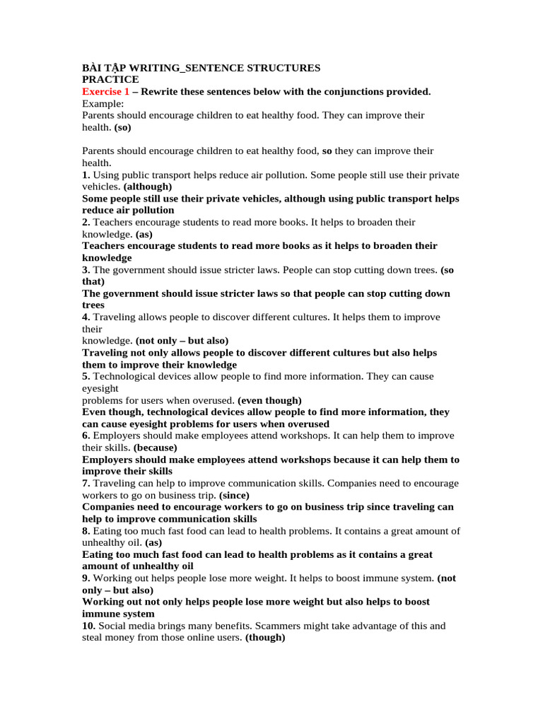 Writing Practice: Sentence Structures | PDF | Natural Environment