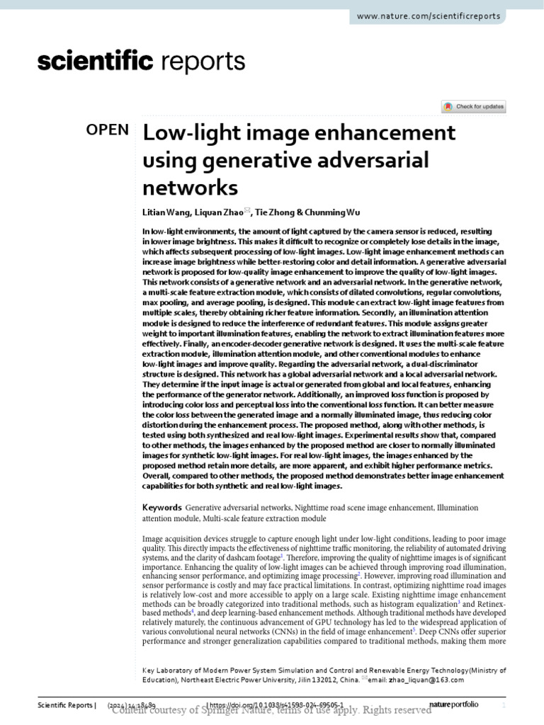 Low-Light Image Enhancement with GANs | PDF | Deep Learning | Applied ...