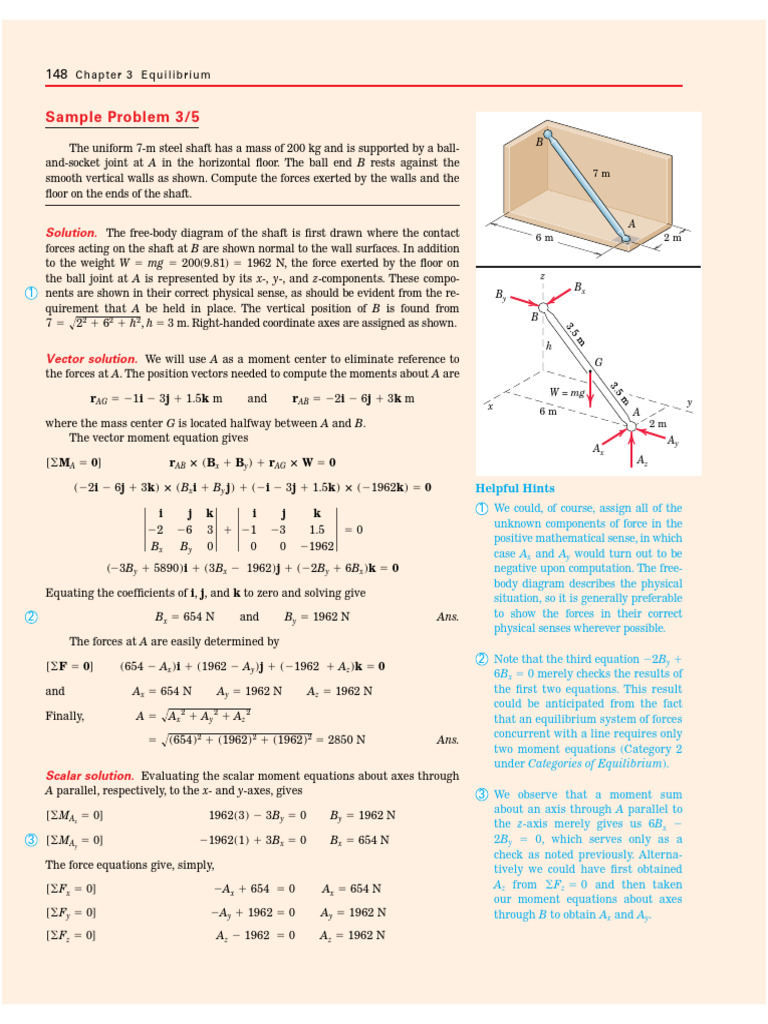 3D Equilibrium Example 1 | PDF | Force | Equations