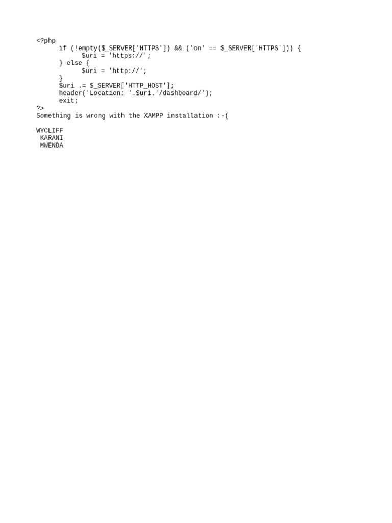 XAMPP Redirect Script Error Fix | PDF