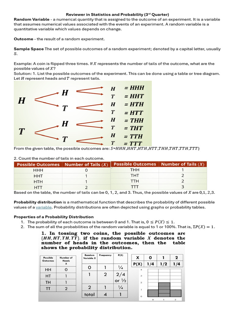 Reviewer in Statistics and Probability | PDF | Probability Distribution | Random Variable