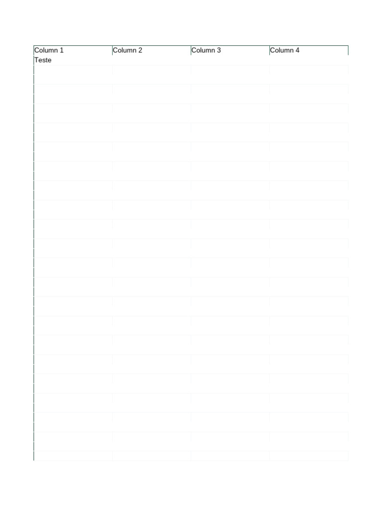 Column 1 Column 2 Column 3 Column 4 Teste | PDF