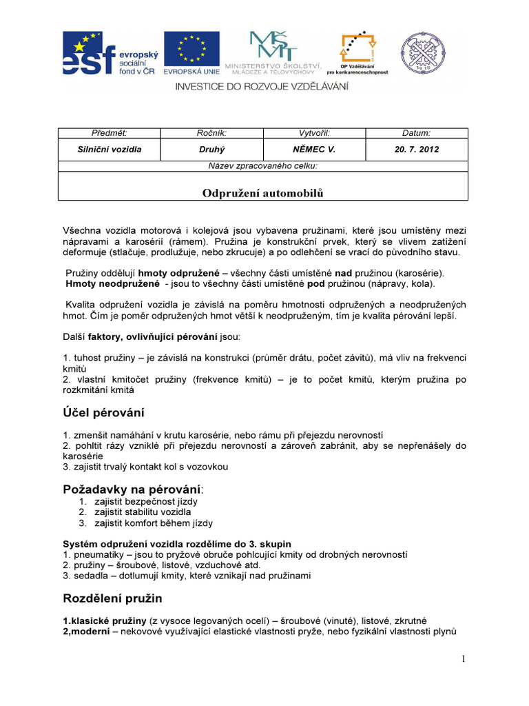 Odpružení Automobilu UT | PDF