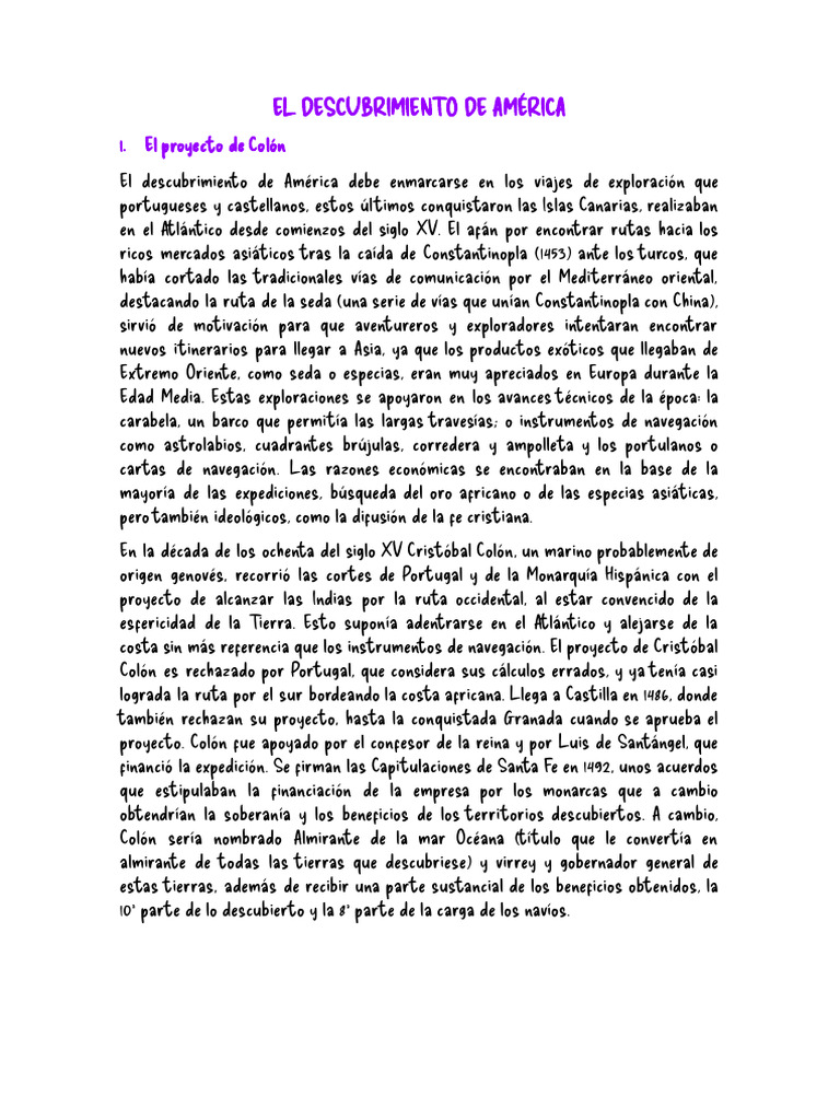 Descubrimiento y Conquista de América | PDF | Cristobal colon ...