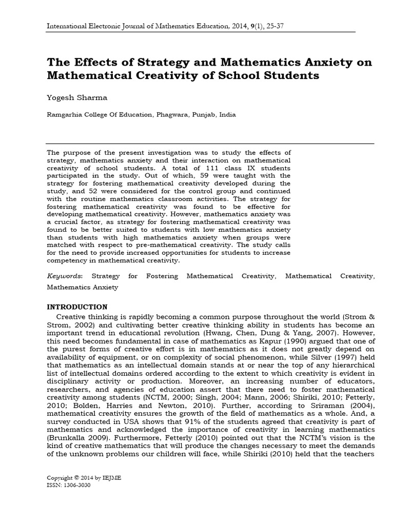 The Effects of Strategy and Mathematics Anxiety On Mathematical ...