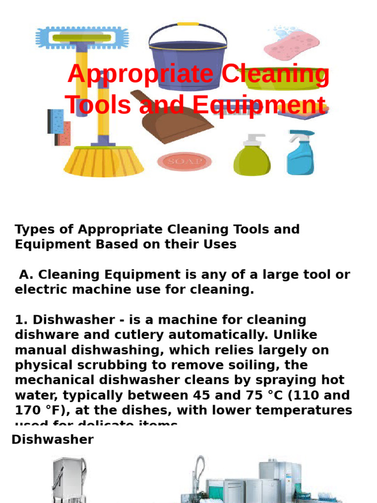 Cleaning Tools and Equipment Cookery | PDF
