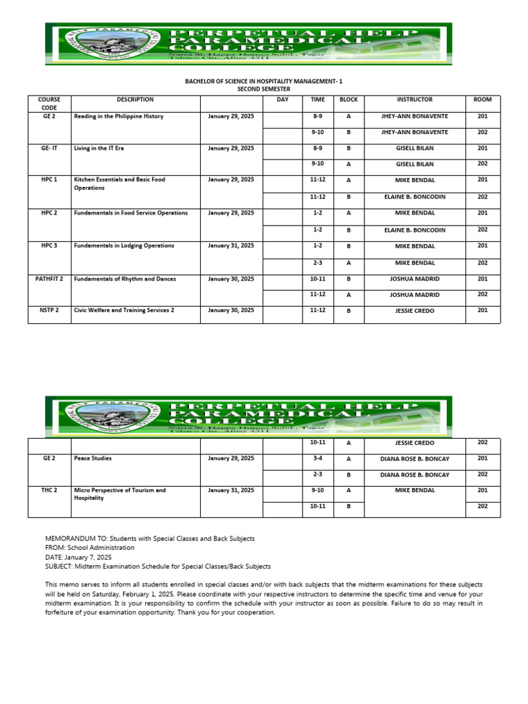 MIDTERM-SCHED-2ND-SEM.-2024 | PDF