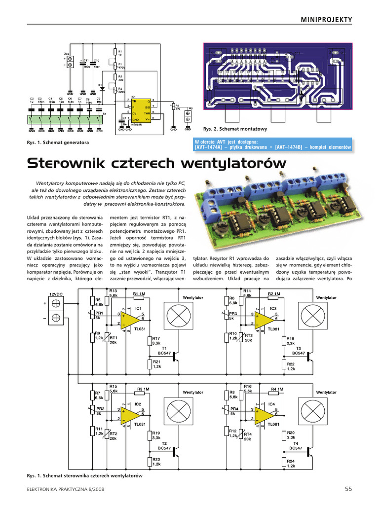 Sterownik Czterech Wentylatorów: Rys. 2. Schemat Montażowy | PDF