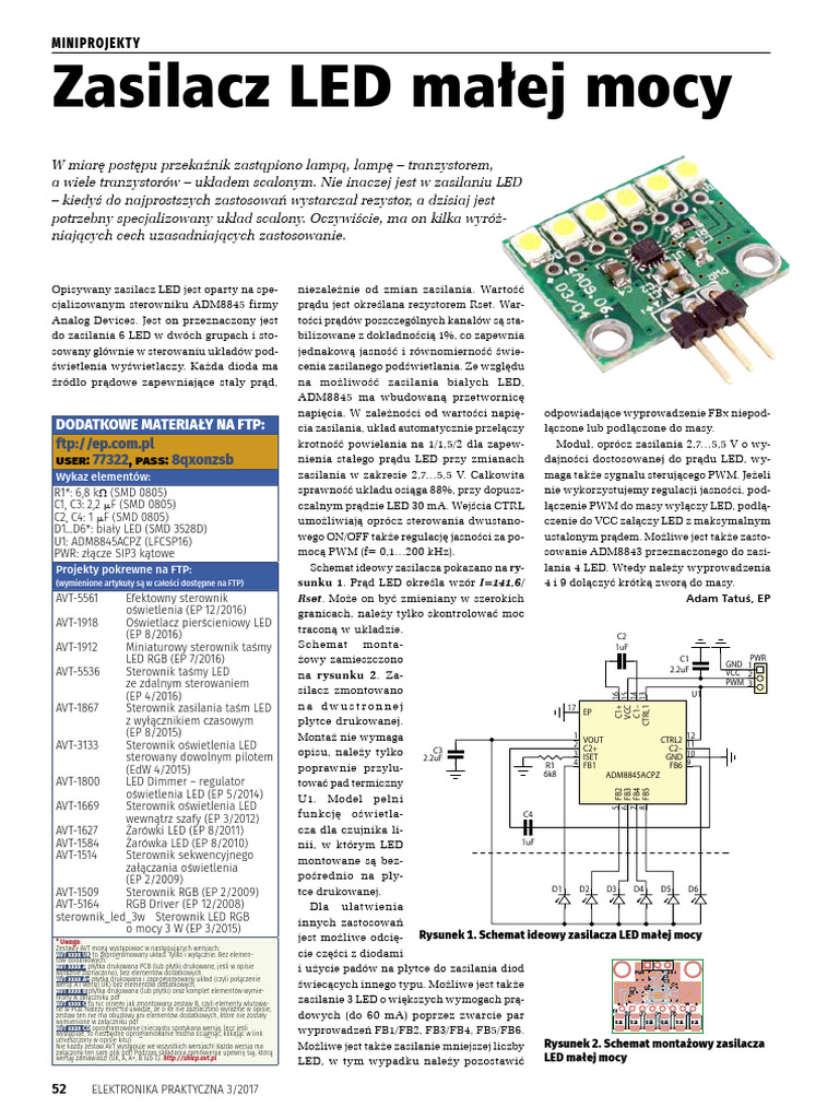 Zasilacz LED Małej Mocy: Miniprojekty | PDF