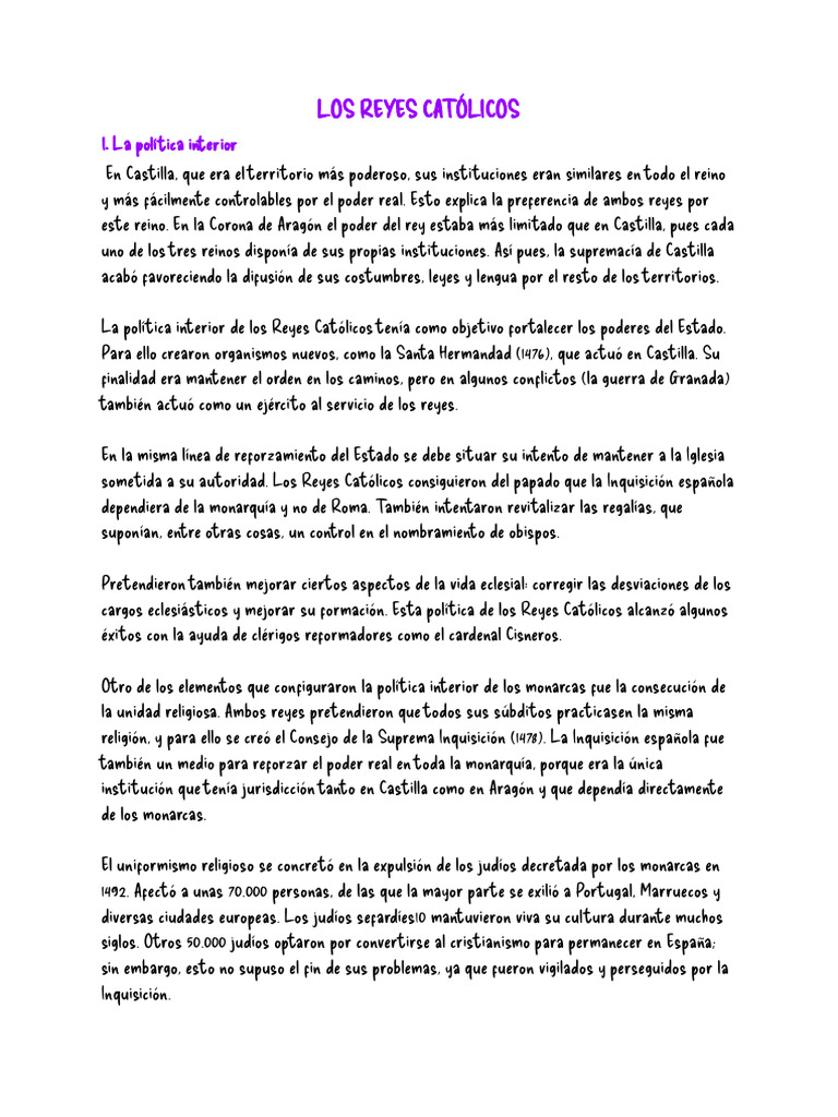 Tema 5. Los Reyes Catolicos | PDF | Imperio español