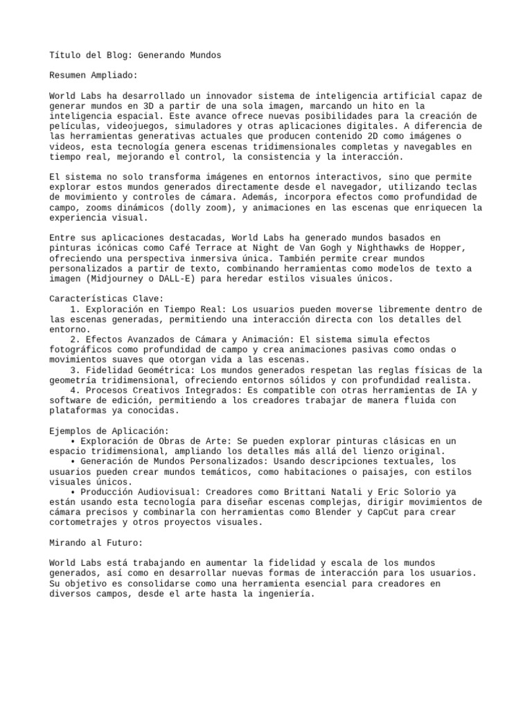 Generando_Mundos | PDF | Inteligencia artificial | Inteligencia (IA) y semántica