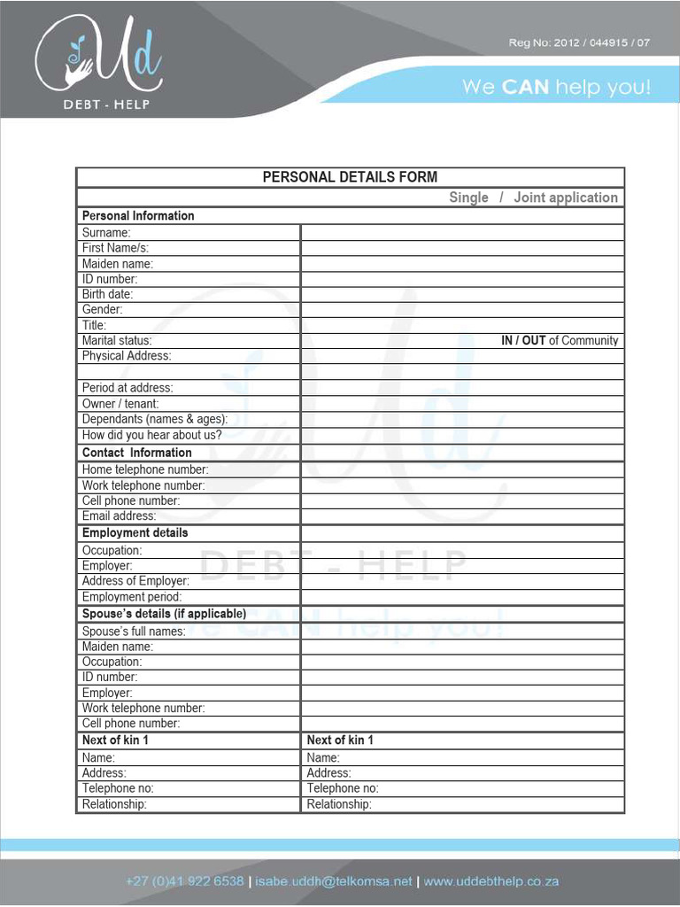 Personal Details Form | PDF