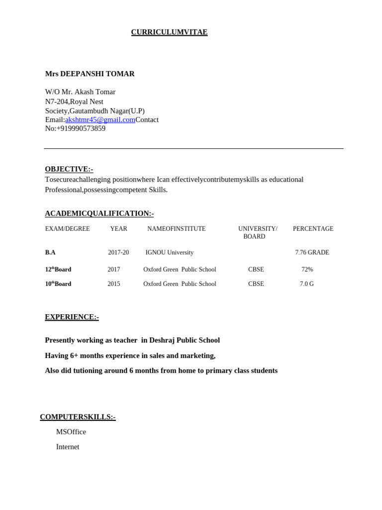 resume d | PDF