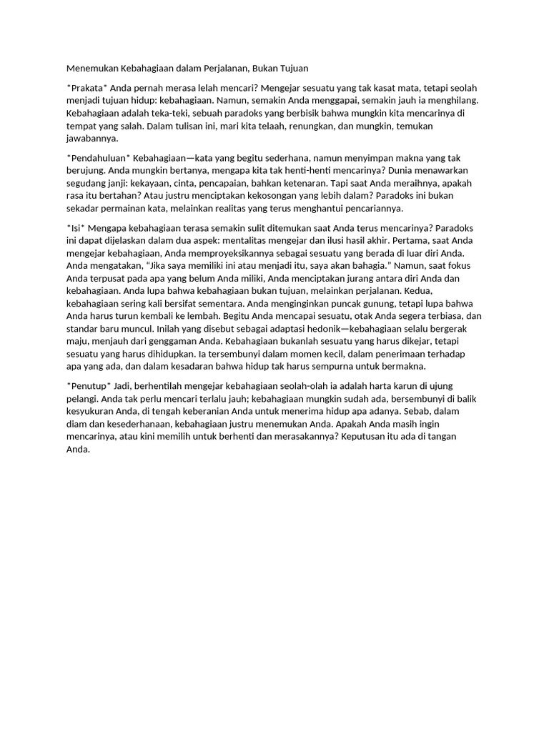 Menemukan Kebahagiaan dalam Perjalanan | PDF