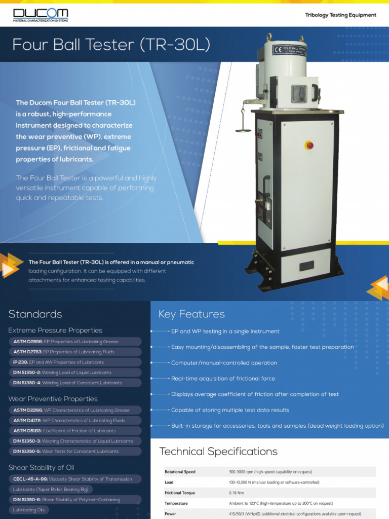 Four Ball Tester TR-30 Series | PDF