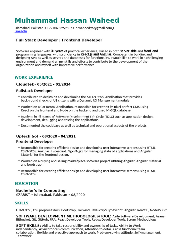 Hassan Waheed Resume | PDF