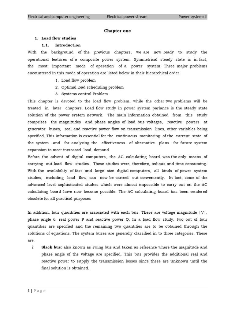 Handout For Power Systems II | PDF | Electrical Network | Matrix (Mathematics)