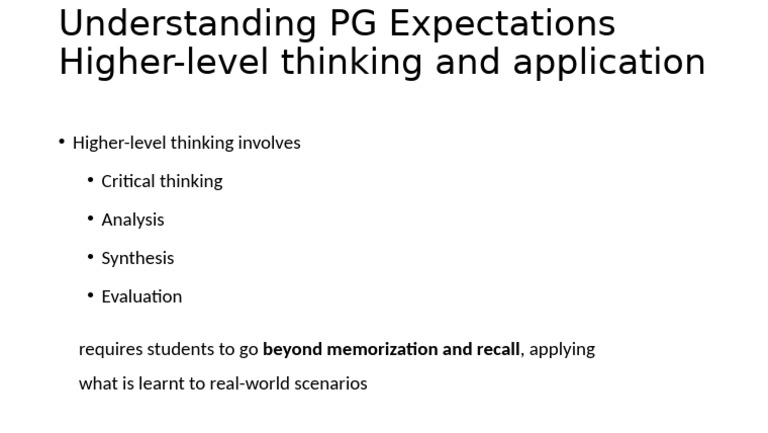 Understanding Critical Thinking at PG Level | PDF