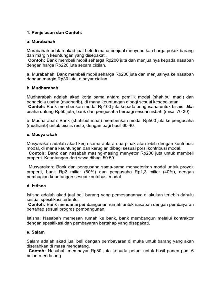 Akad Perbankan Syariah: Murabahah dan Lainnya | PDF