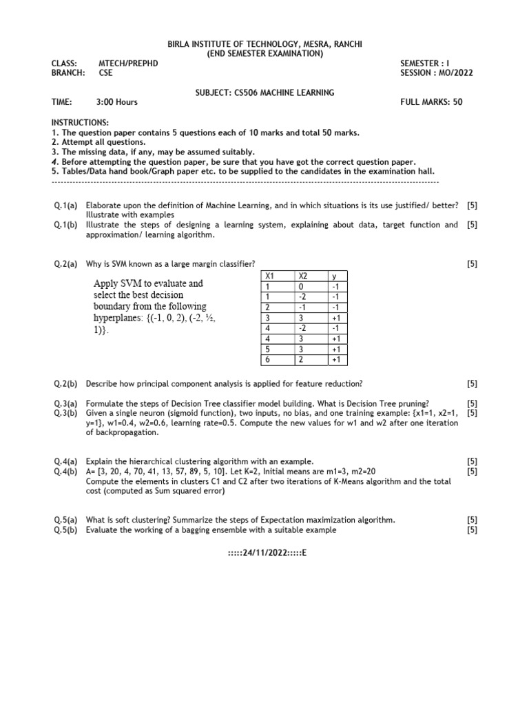 Cs506 Machine Learning (End - Mo22) | PDF | Support Vector Machine | Machine Learning