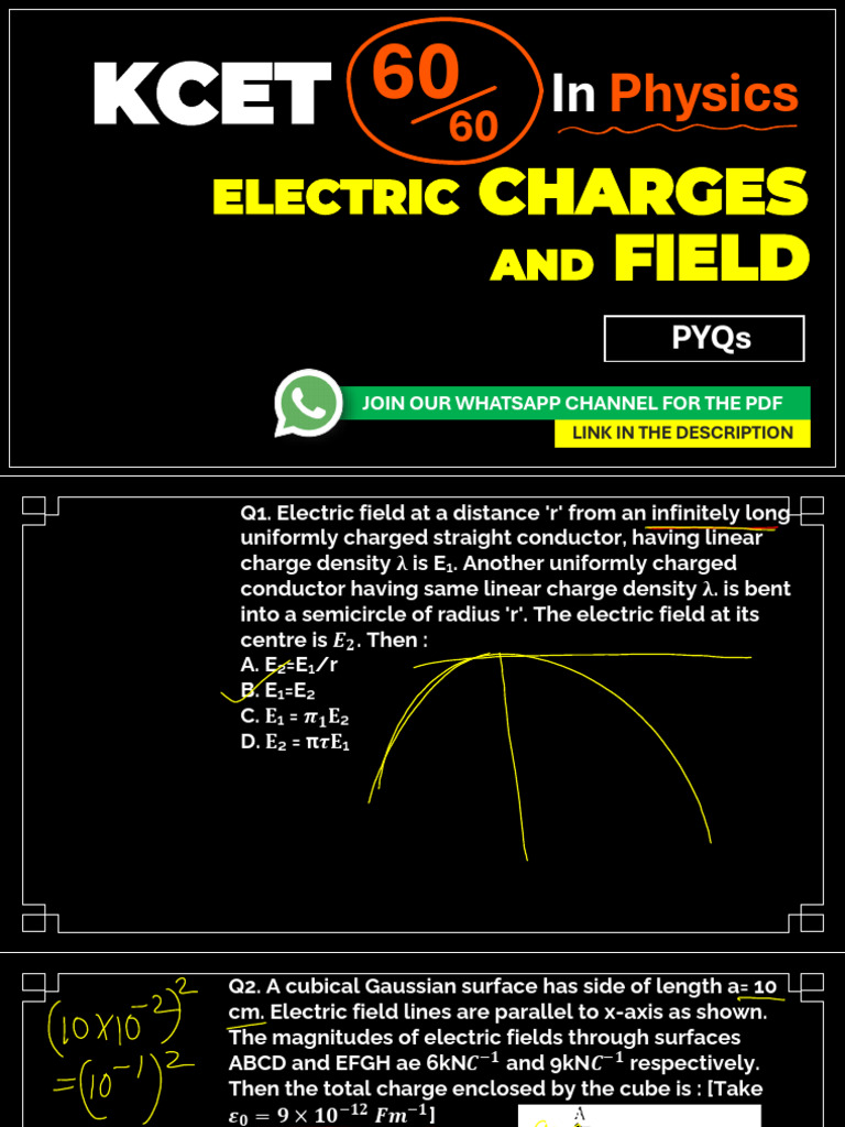 KCET Physics 2025 Electirc Charges and Field Top 30 PYQs | PDF | Electric Field | Dipole