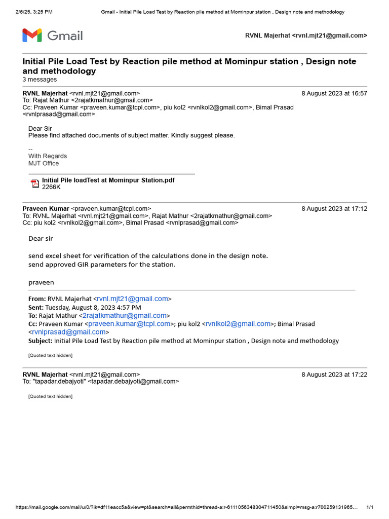 Gmail - Initial Pile Load Test by Reaction Pile Method at Mominpur ...