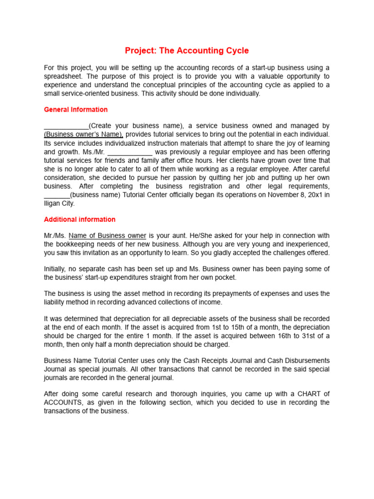 The Accounting Cycle (Practice Set 2024) | PDF | Expense | Depreciation