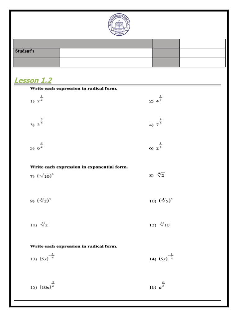 Math Final Exam Revision Worksheet | PDF