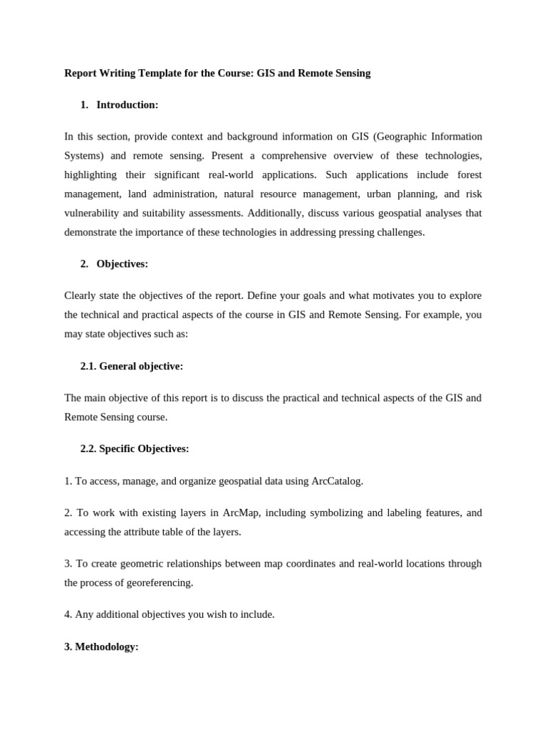 GIS and Remote Sensing Report Template | PDF