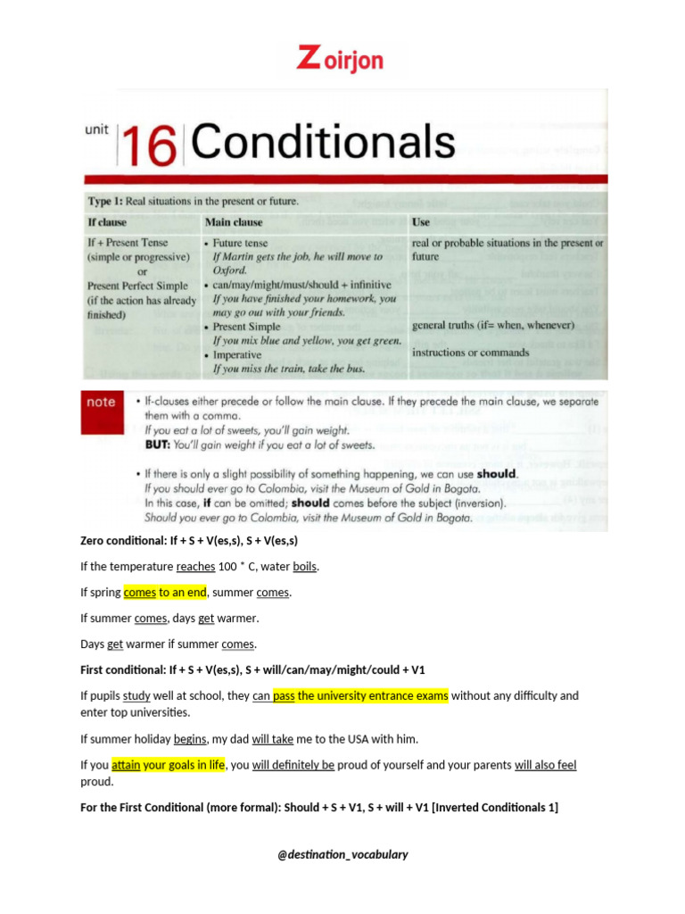 Conditionals. Complete | PDF