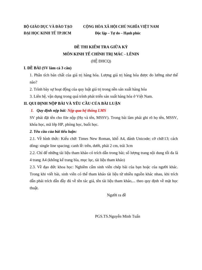 De Thi Giua Ky Mon KTCT 2-2025 | PDF