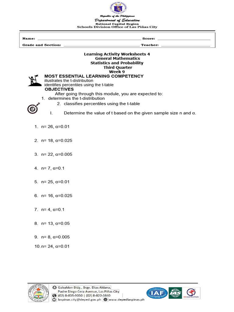 g11 q3 Gm Sp Ws Law 4 | PDF | Sample Size Determination | Confidence ...