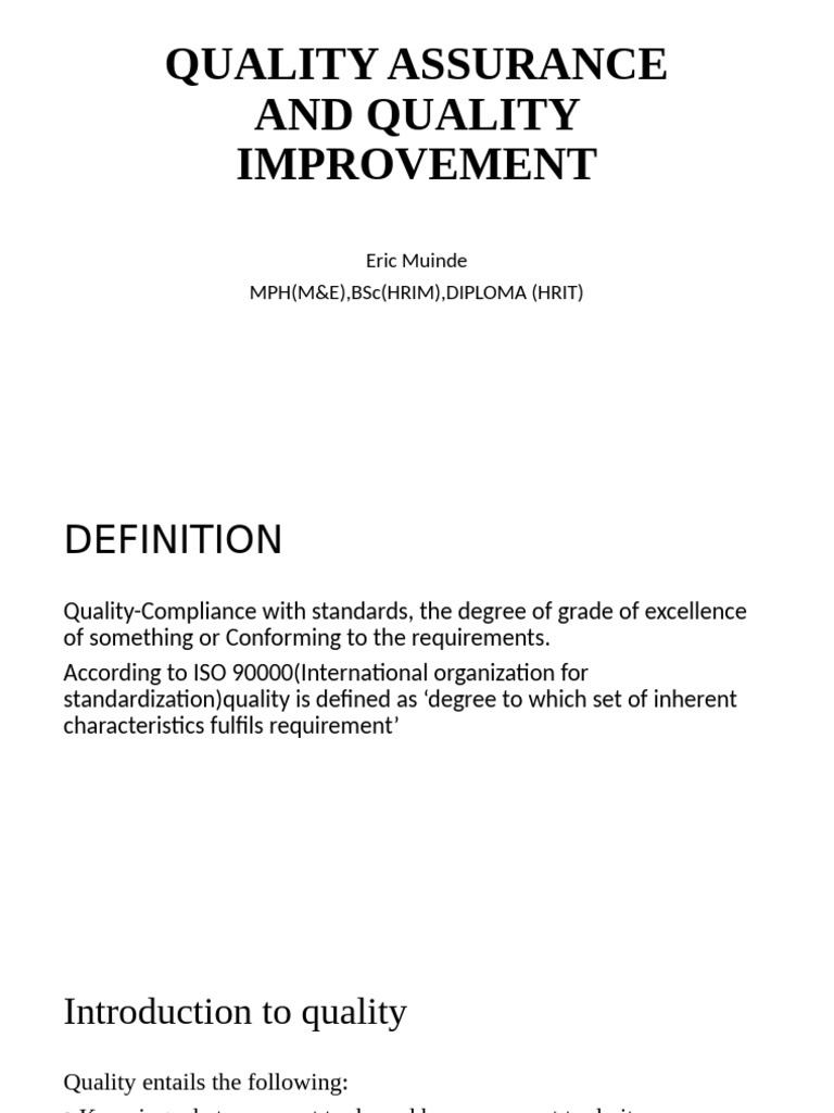 Quality Assurance and Quality Improvement | PDF | Medical Record | Quality Assurance