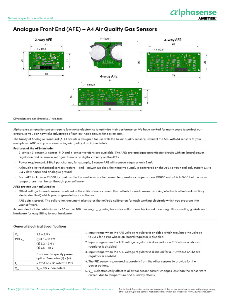 Alphasense Afe Datasheet en 1 | PDF | Analogue Electronics | Calibration