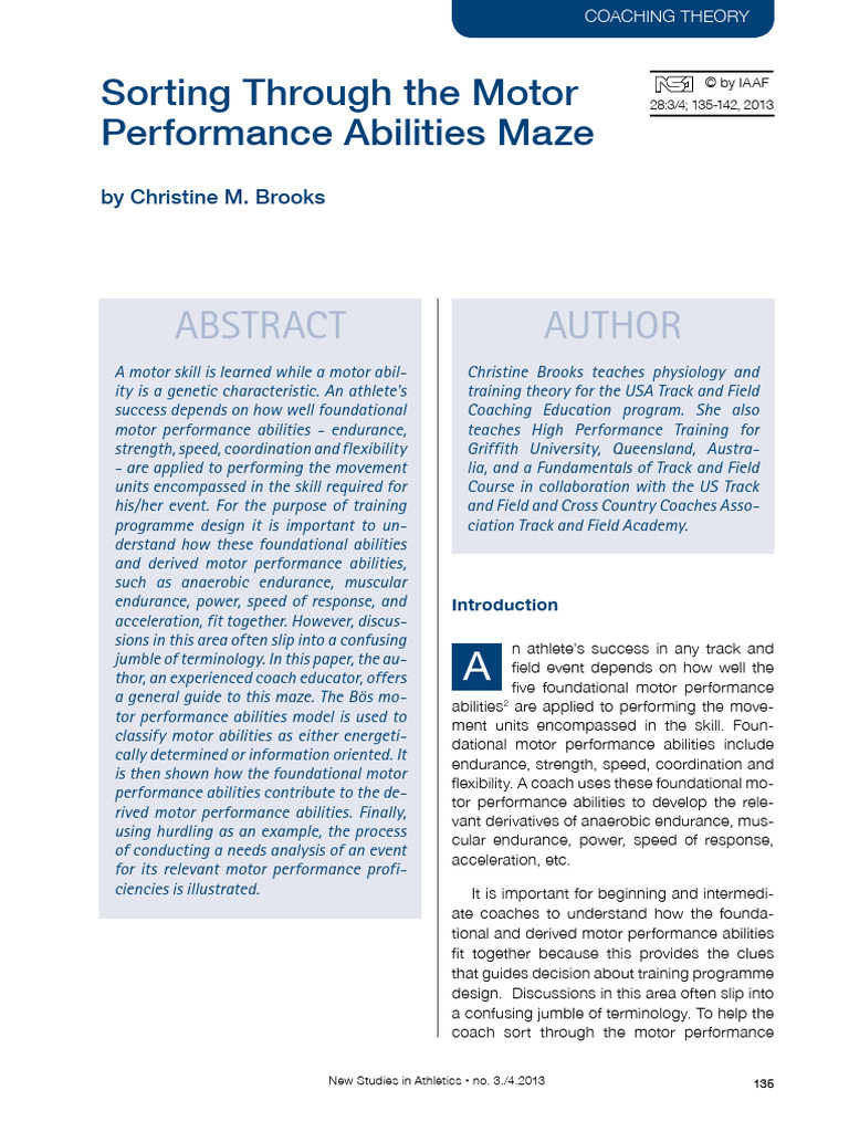 2013 Sorting Through The Motor Performance Abilities Maze | PDF ...