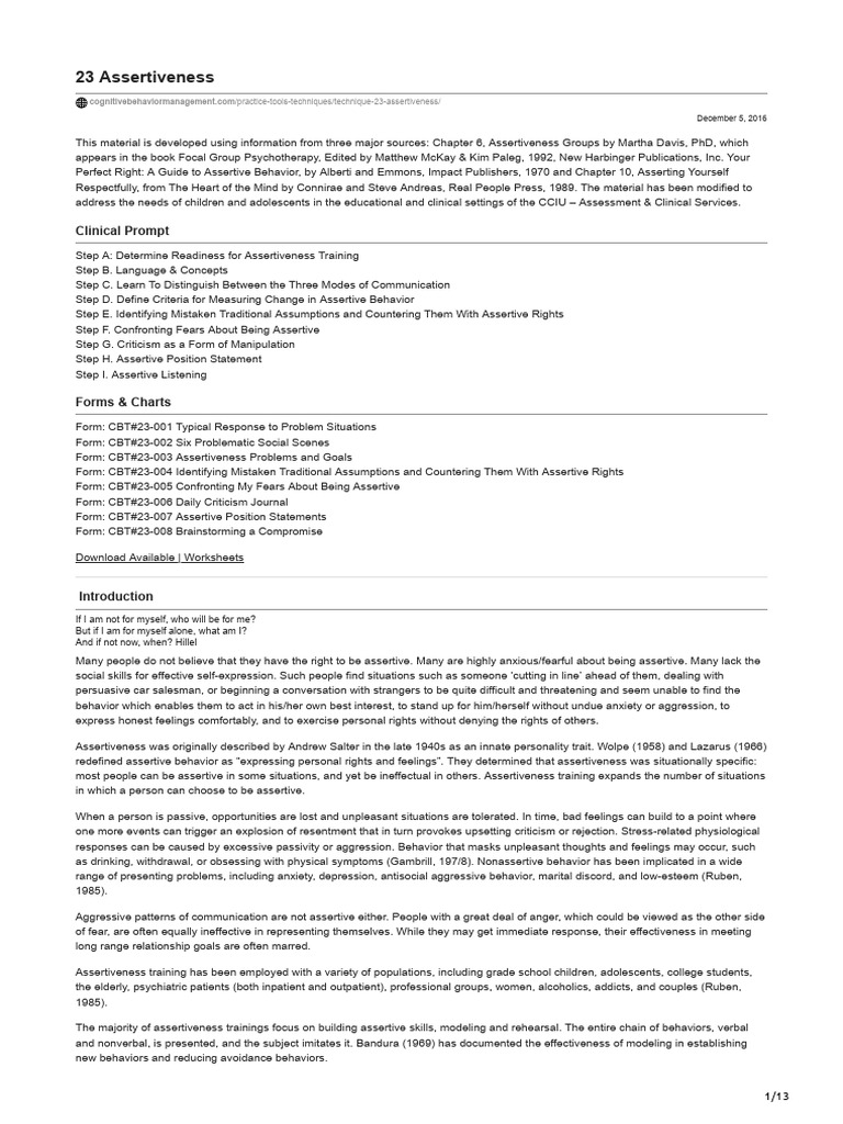 Assertiveness Training Techniques Guide | PDF | Anger | Communication