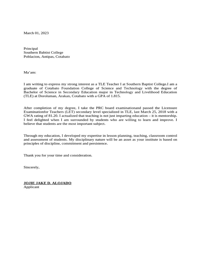 AAAapplication letter for SBC, | PDF